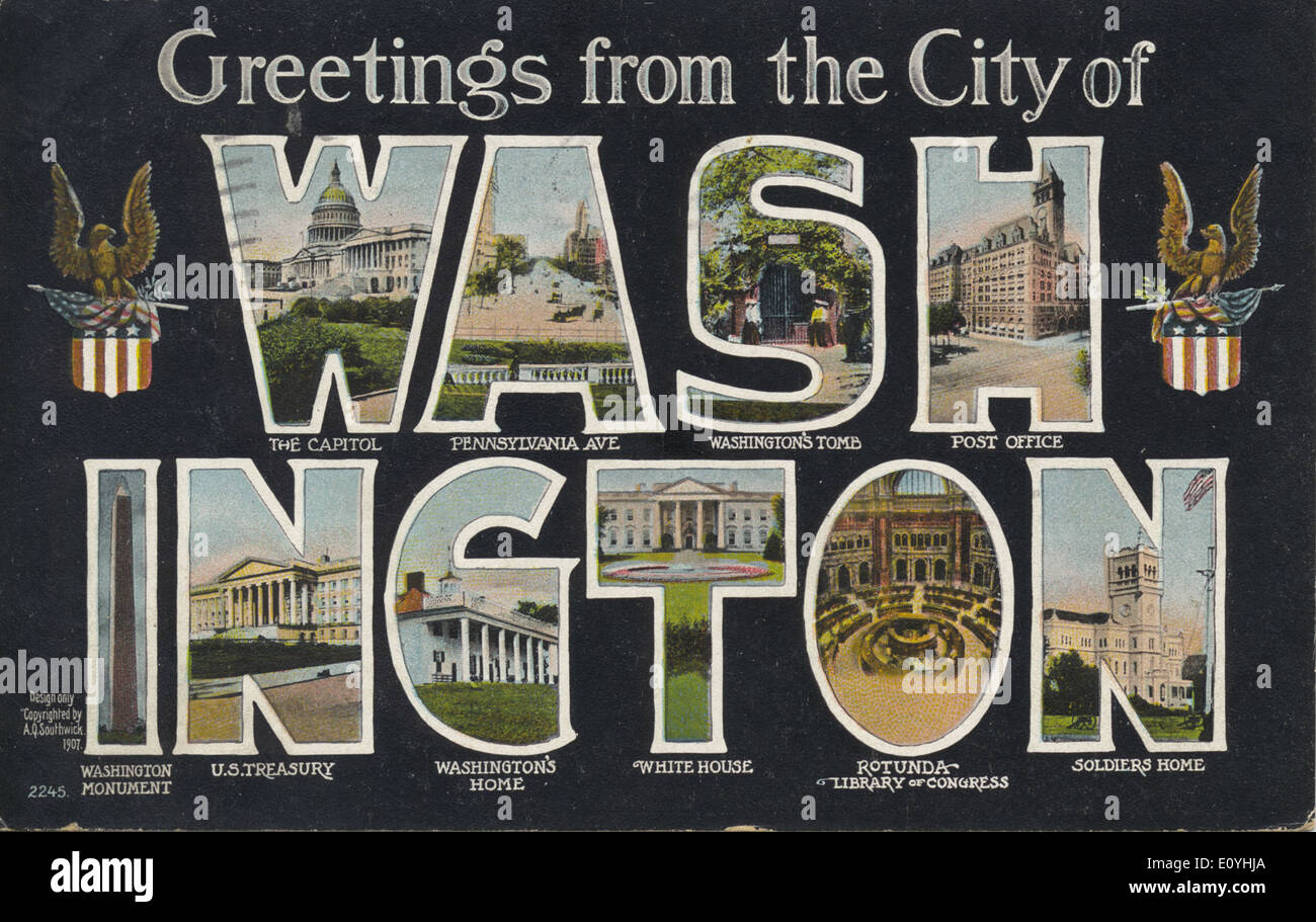 Postcard of the washington hi-res stock photography and images - Alamy