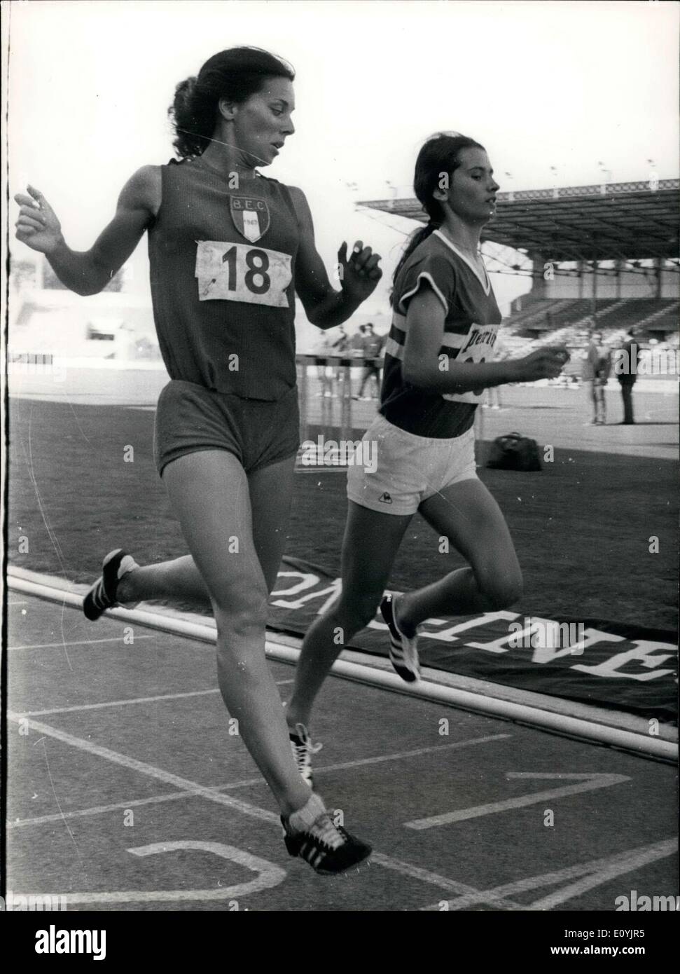 Jul. 19, 1970 - Colette Besson finishing the 400m race victoriously ...