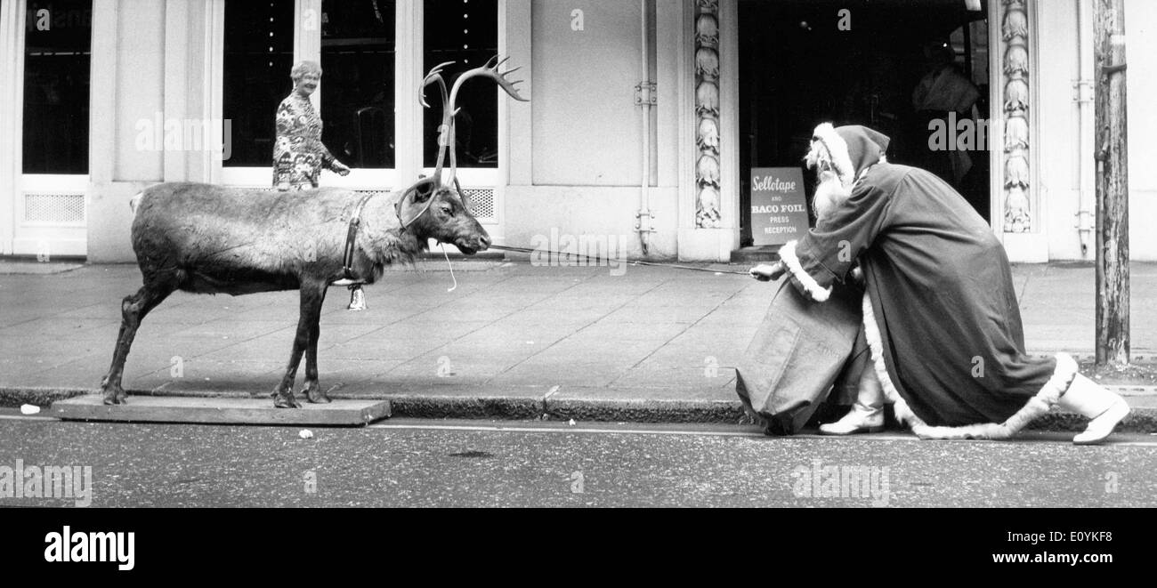 Aug 12, 1970; London, UK; Father Christmas with his reindeer made an ...