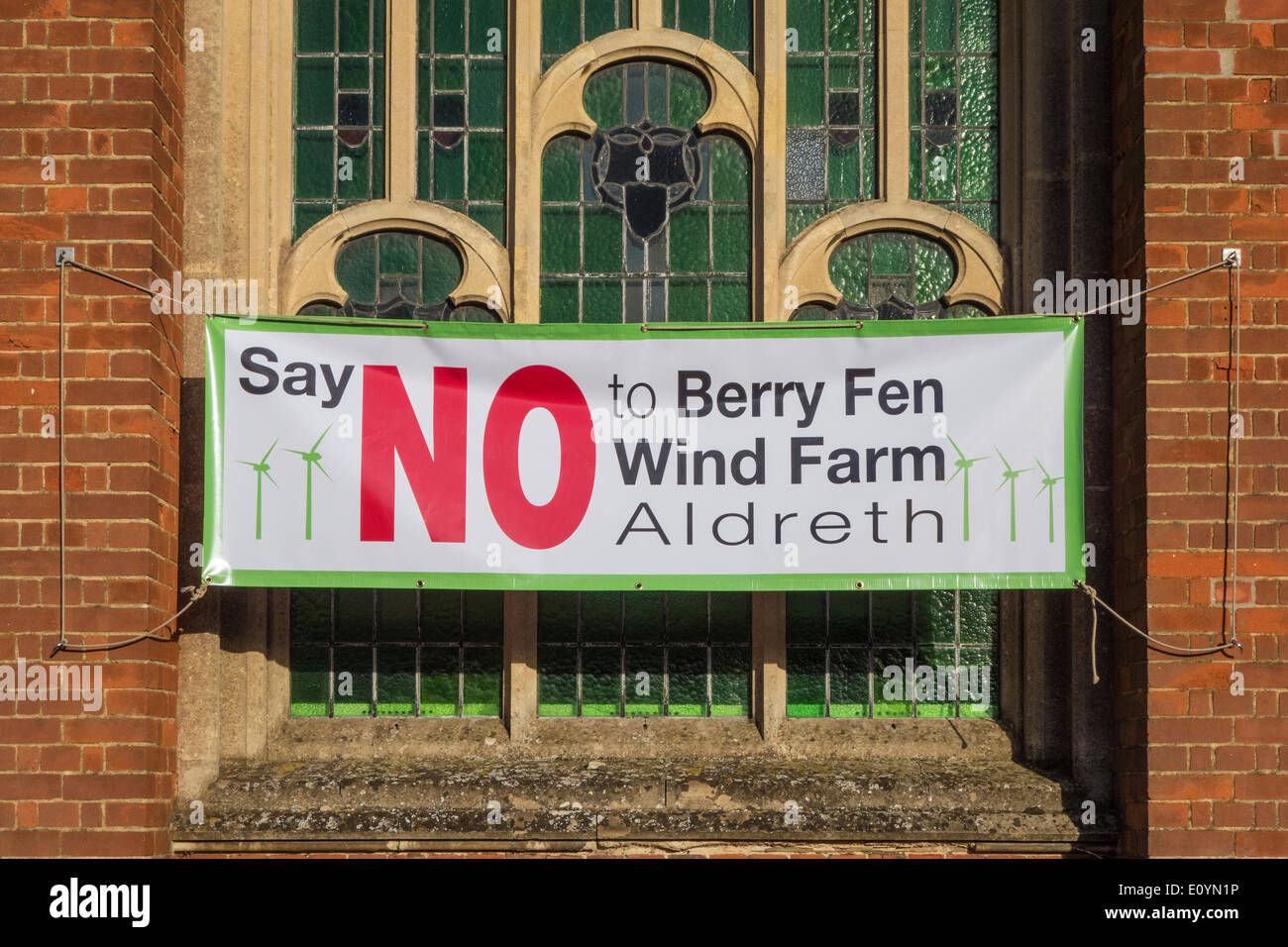 Stop Berry Fen Wind Farm Campaign poster, Aldreth, Cambridgeshire Stock ...