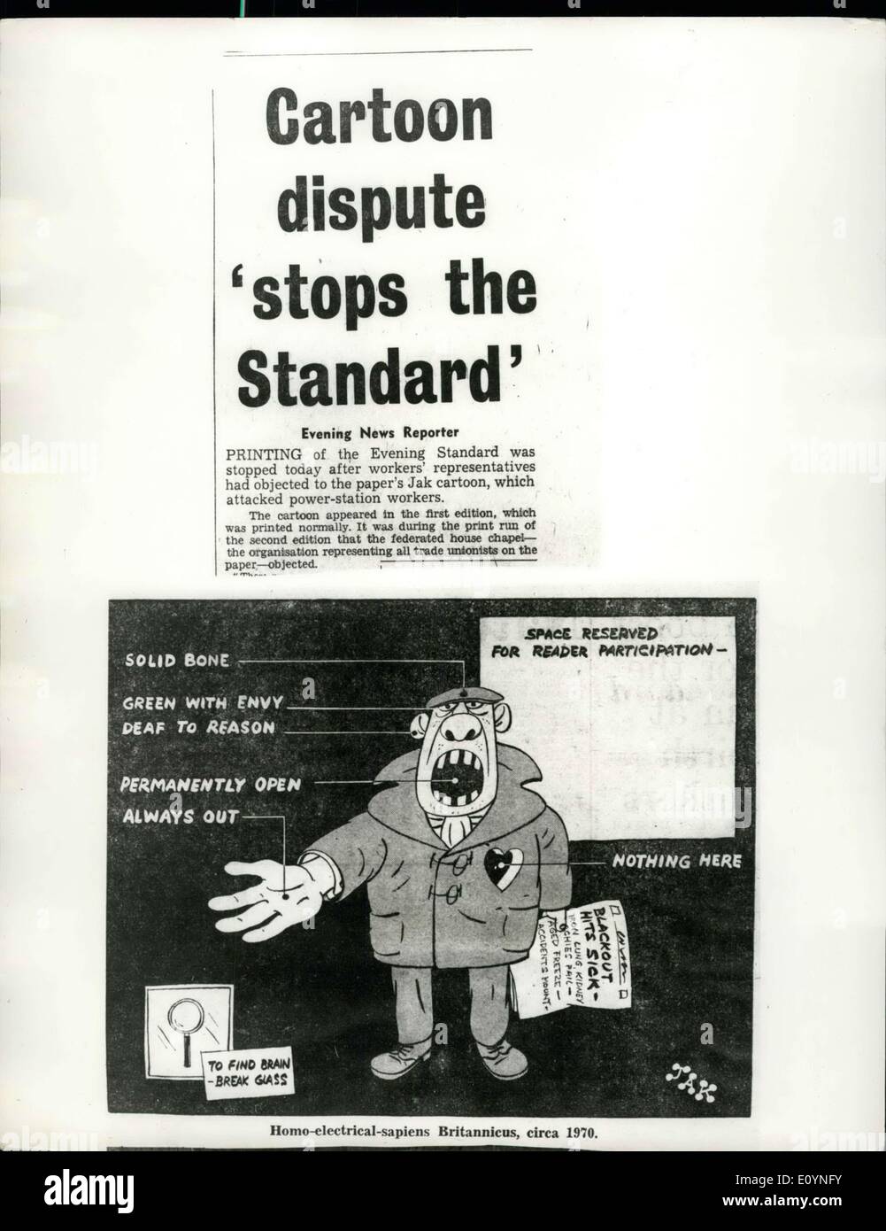 Dec. 09, 1970 - Cartoon dispute ''Stops the Standard''. This is the Jak ...