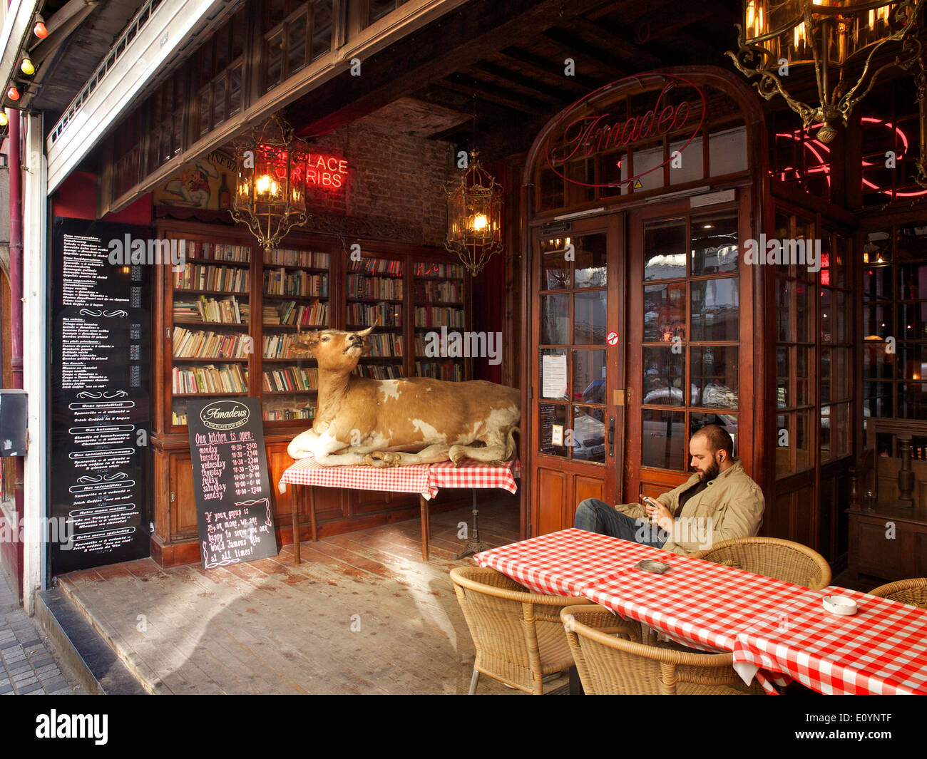 Entrance of the Amadeo restaurant near the Kathelijne square in ...