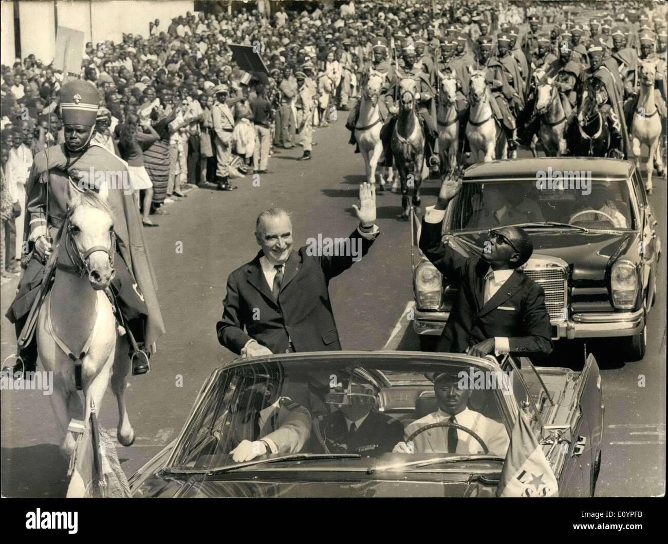 Feb. 07, 1971 - Pompidou & Leopold Senghor Cross Senegalese Town ...