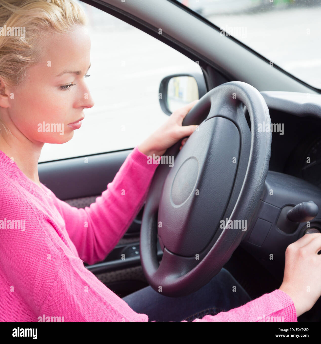 Woman starting car hi-res stock photography and images - Alamy