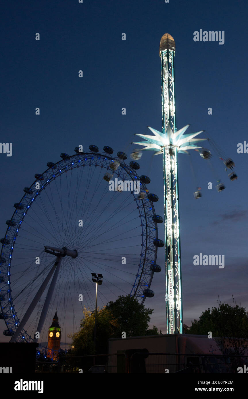 Aerial, london eye, night hi-res stock photography and images - Alamy