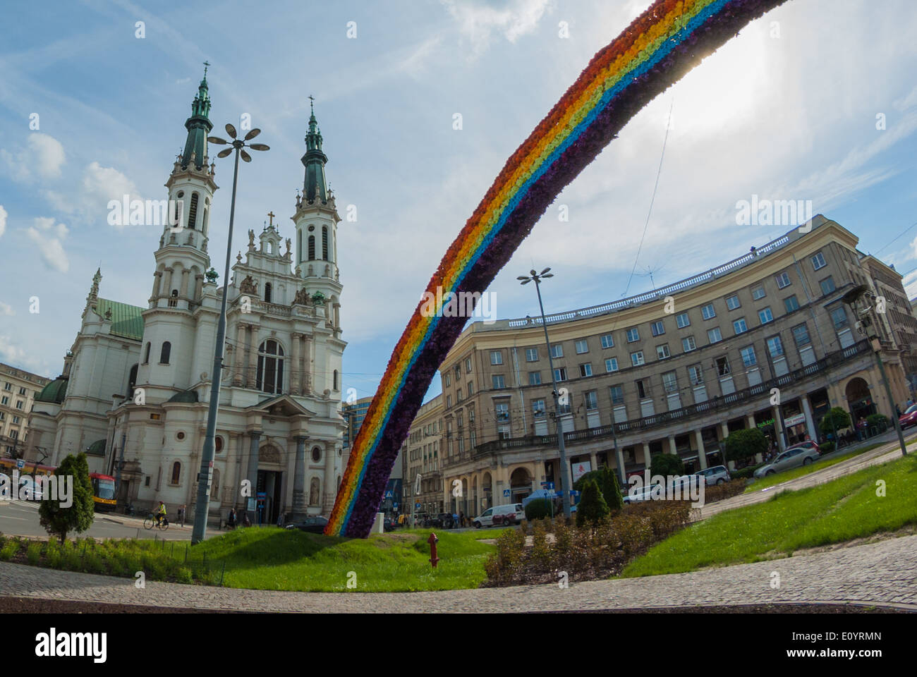 Rainbow and the Holly Saviour Church at Zbawiciela (Saviour's) Sq ...