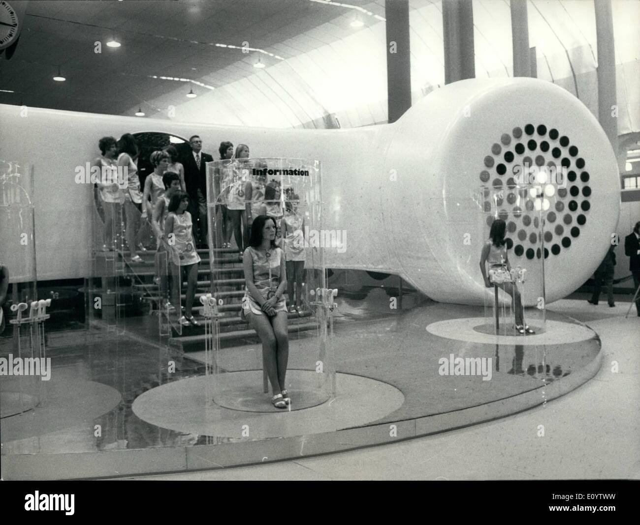 Jun. 06, 1971 - Telecom 71 exposition at . At giant telephone with ...