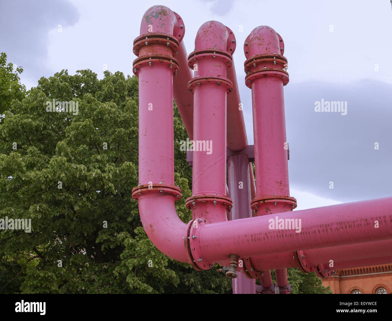 Pink water pipes in Berlin Germany used to pump water away from ...