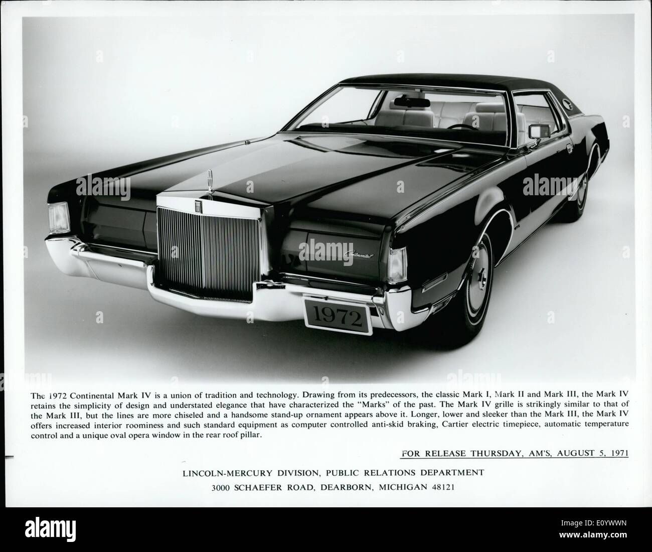 Aug. 08, 1971 - The 1972 Continental Mark IV is a union of tradition ...