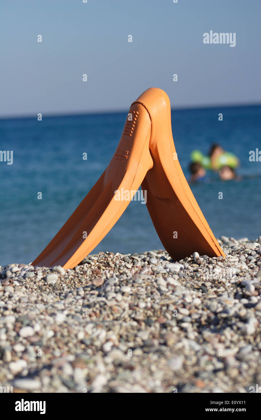 Snorkeling flippers, Rhodes Island, Afantou, Greece Stock Photo - Alamy