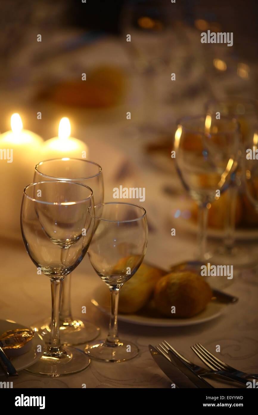 Shot with a dinner table in a restaurant Stock Photo - Alamy