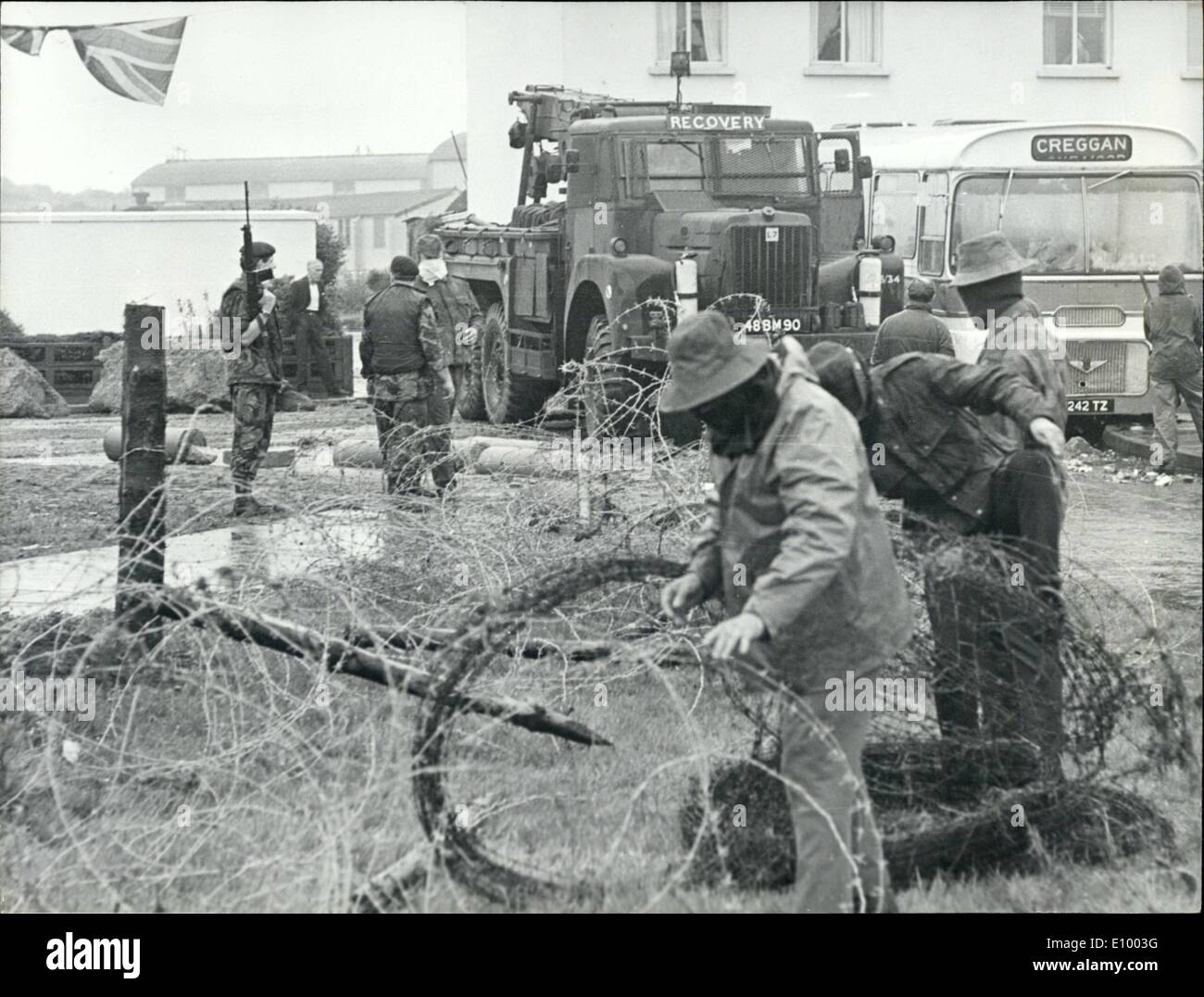 Jan. 01, 1972 - Troops and Ulster defence Association men taking down ...