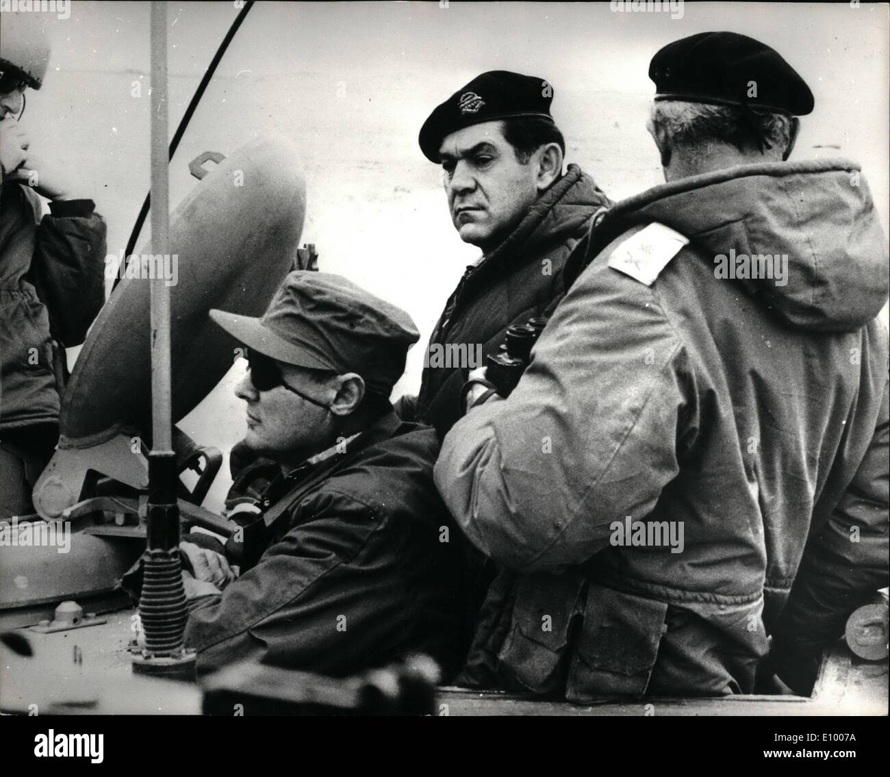Jan. 01, 1972 - Gen. Moshe Dayan visits Suez Canal are facing the camera is Gen. David Eleazar ...