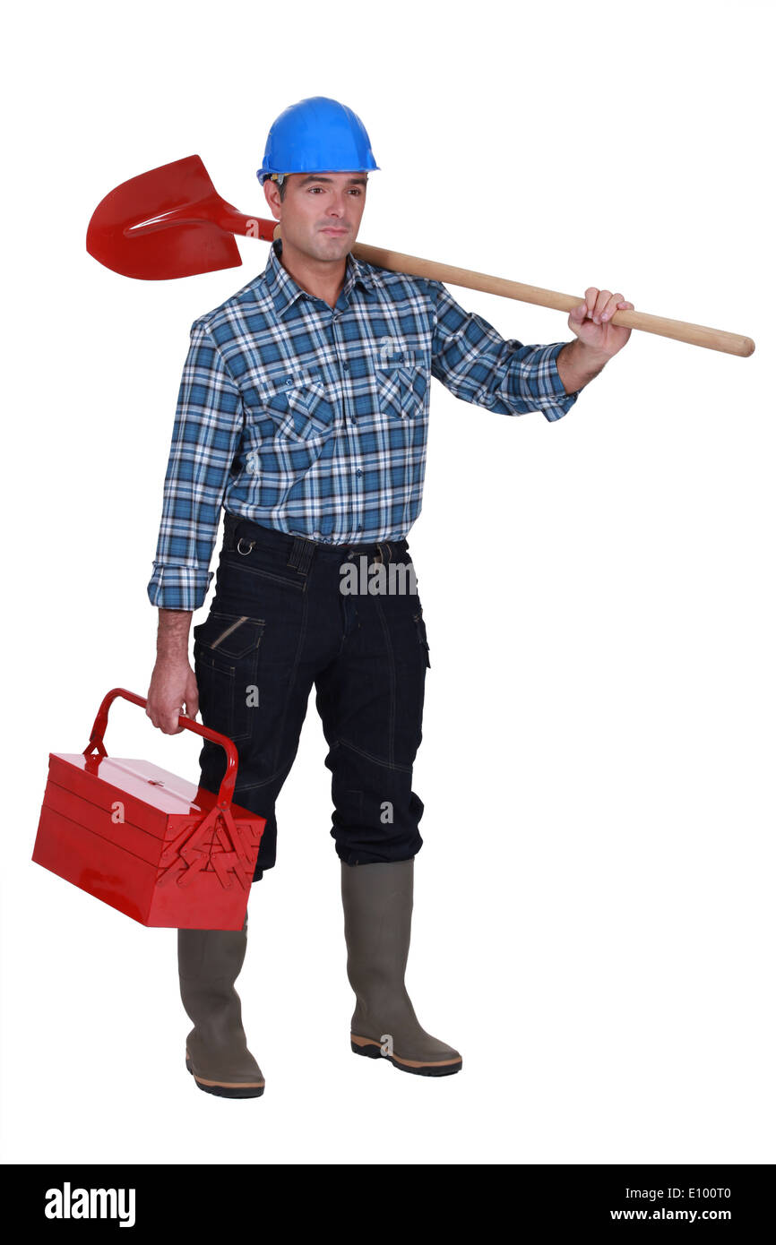 Handyman setting off to work Stock Photo - Alamy