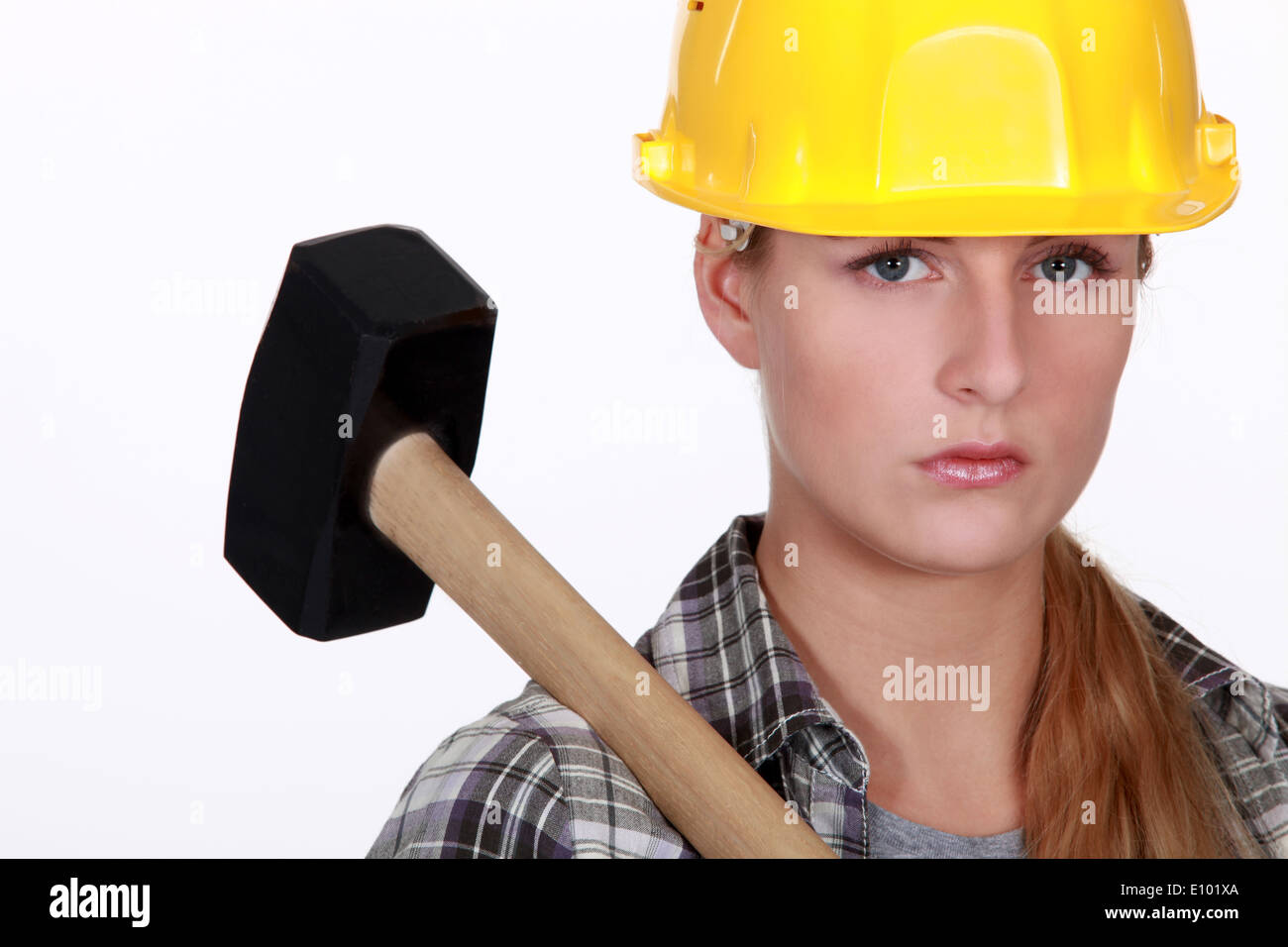 Woman with a sledgehammer Stock Photo - Alamy