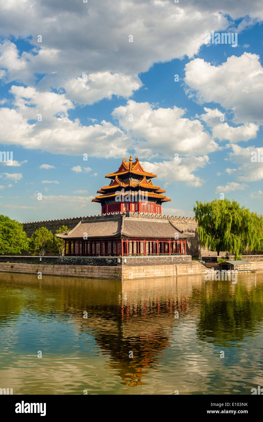 Beautiful watchtower and moat under the sunshine Stock Photo - Alamy