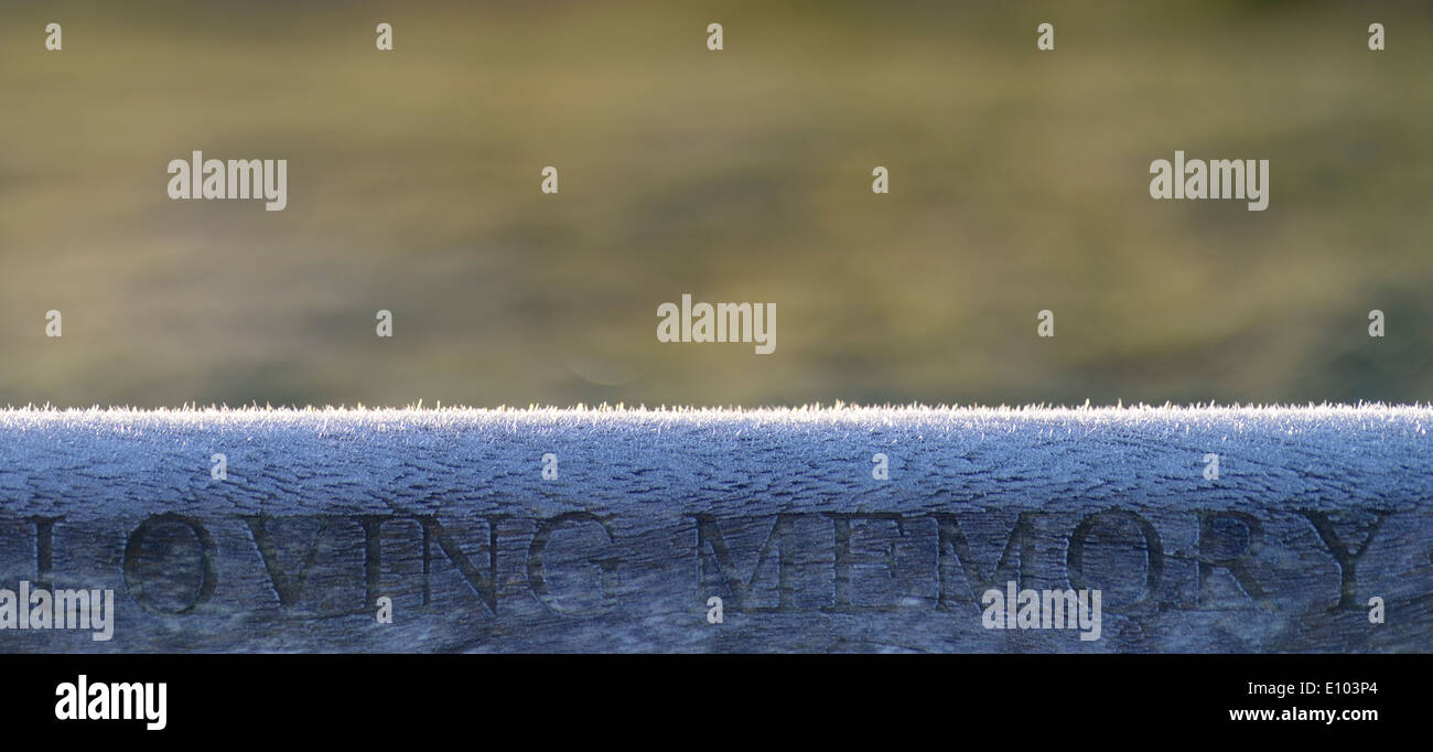 "In loving memory" inscription on a bench, London, UK Stock Photo - Alamy