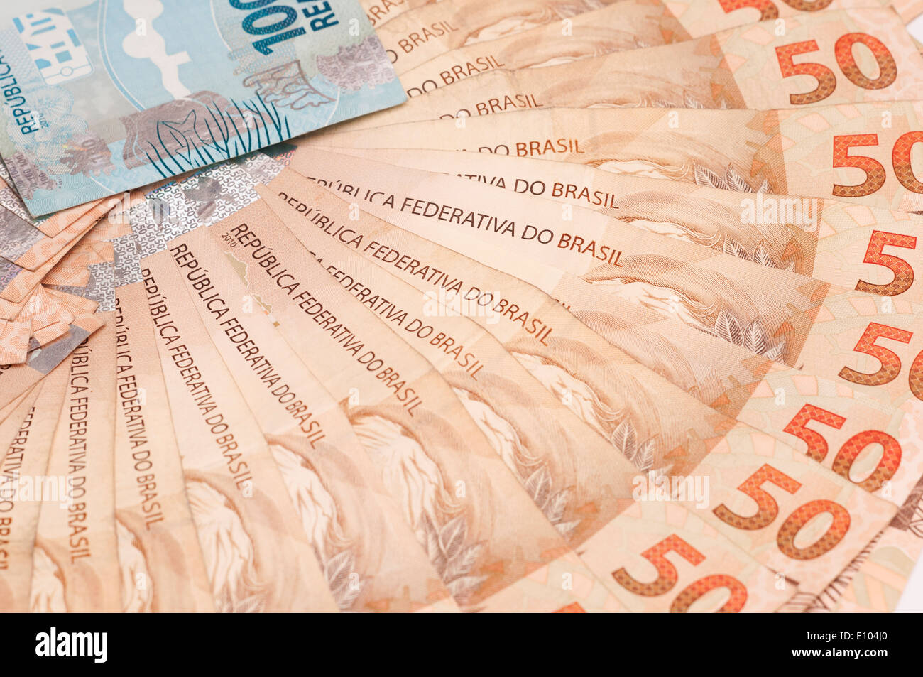 A few bills of brazilian currency (real Stock Photo - Alamy