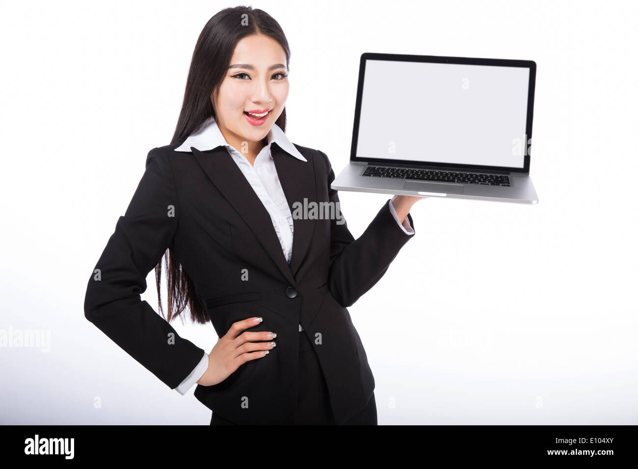 business woman and notebook. Isolated over white background Stock Photo ...