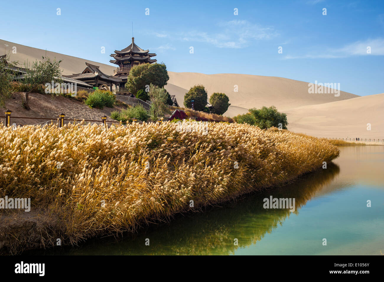 Crescent Spring and Mingyue Pavilion, Dunhuang of China Stock Photo - Alamy