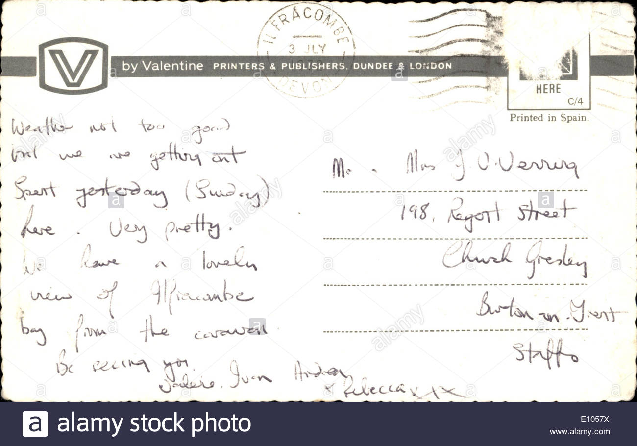 Reverse Side Of Postcard Stock Photos & Reverse Side Of Postcard Stock ...