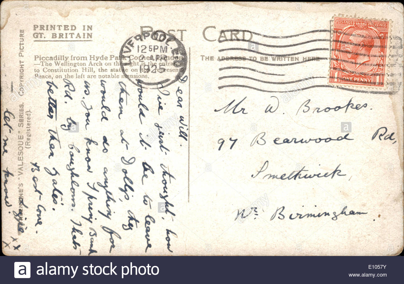 Postcard Stamp Uk Stock Photos & Postcard Stamp Uk Stock Images - Alamy