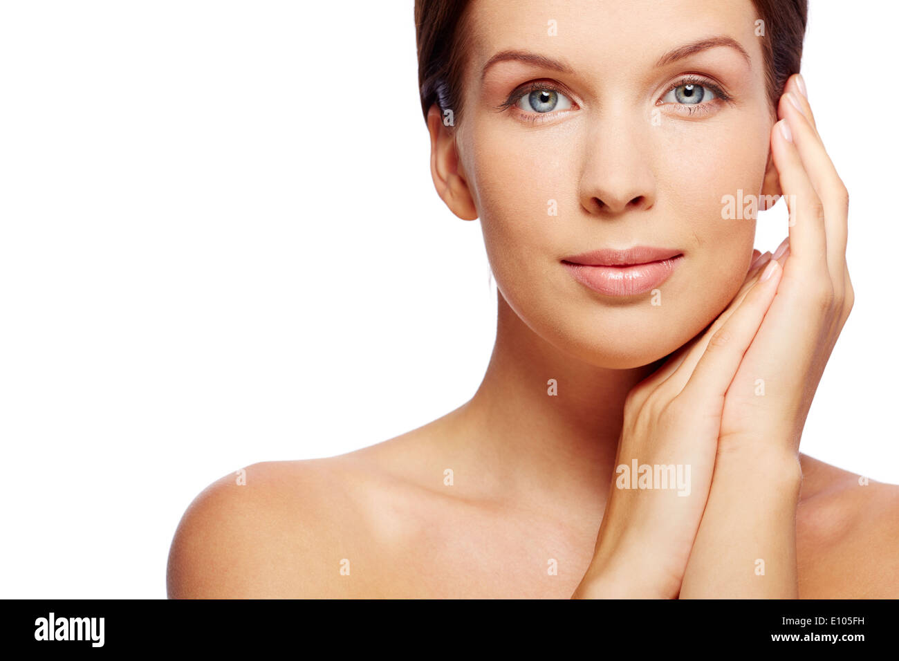 Calm person touching face hi-res stock photography and images - Alamy