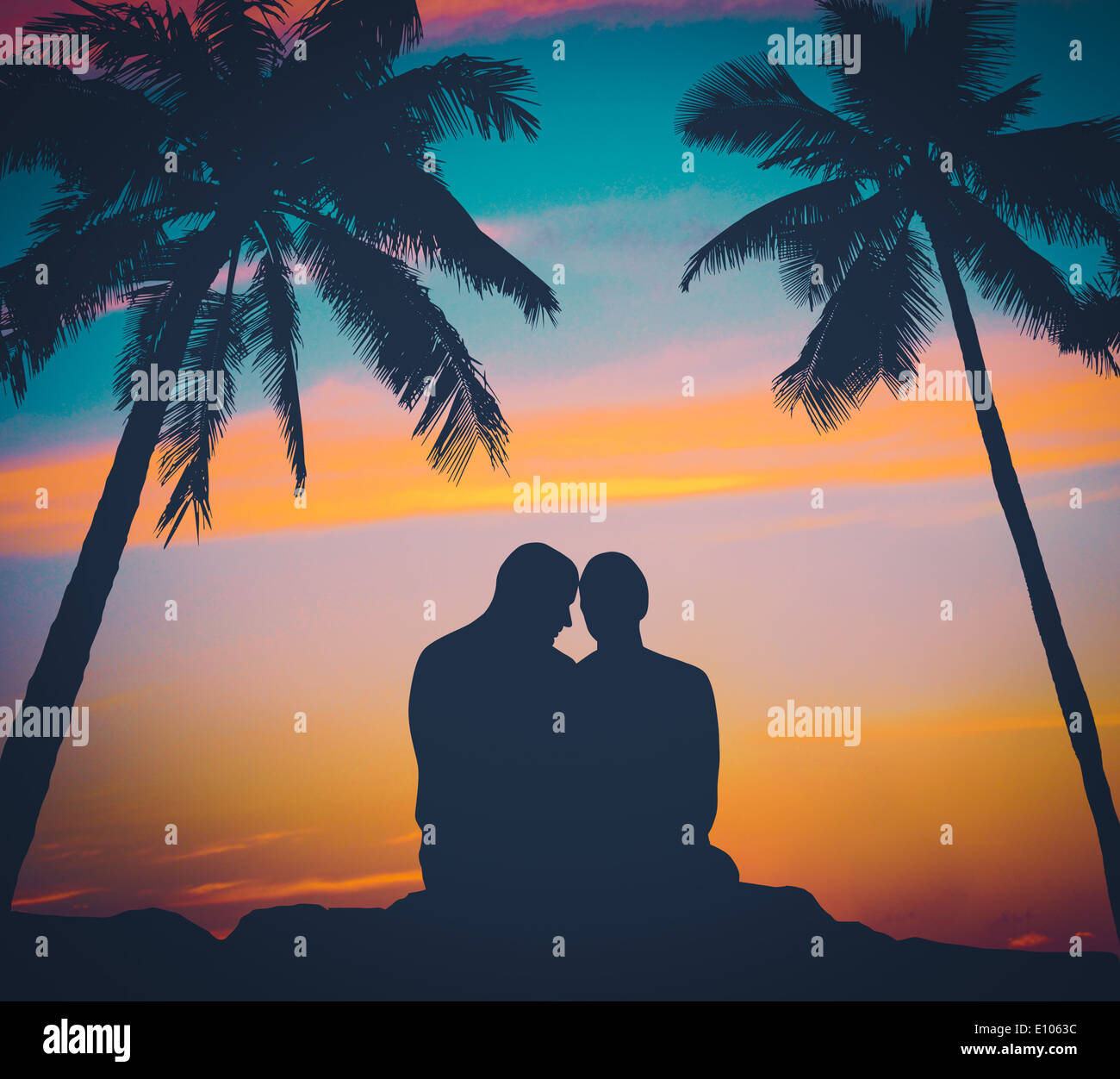 Romantic Couple At Sunset Stock Photo - Alamy
