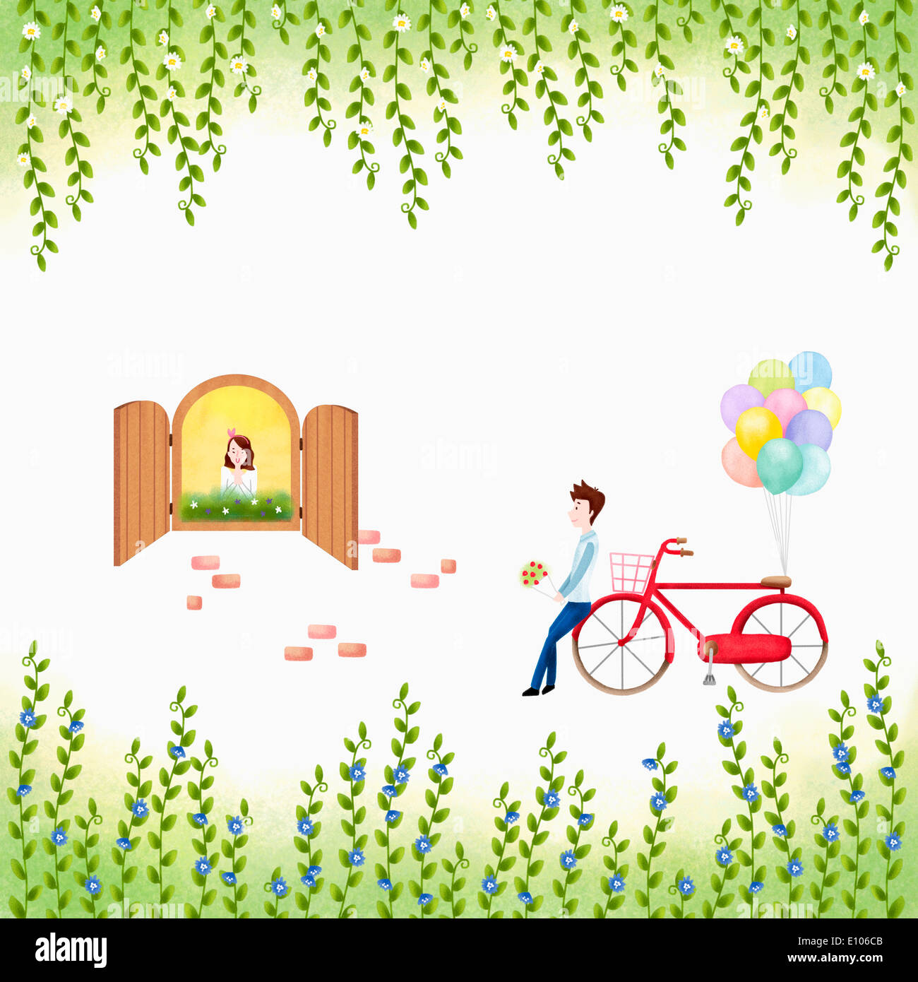 a couple talking through a window Stock Photo - Alamy