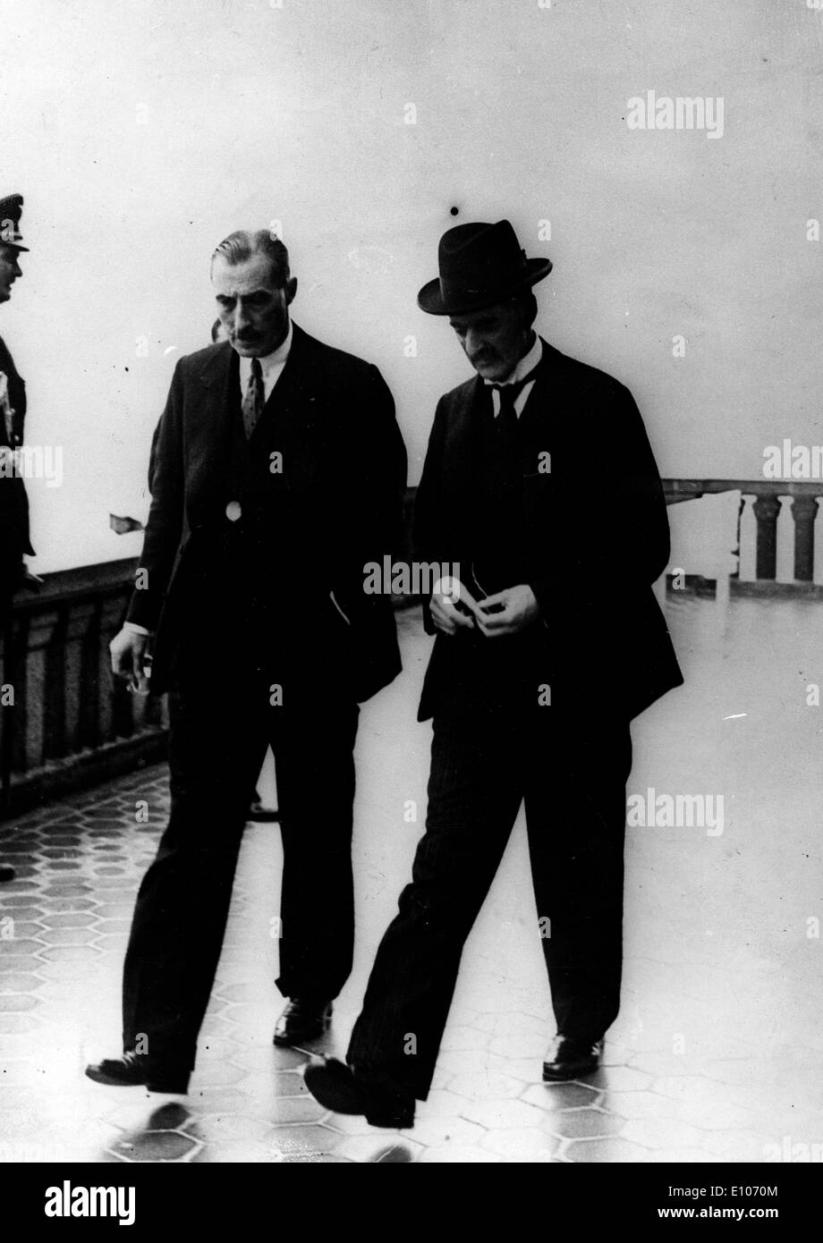 Prime Minister Neville Chamberlain talks with colleague Stock Photo - Alamy