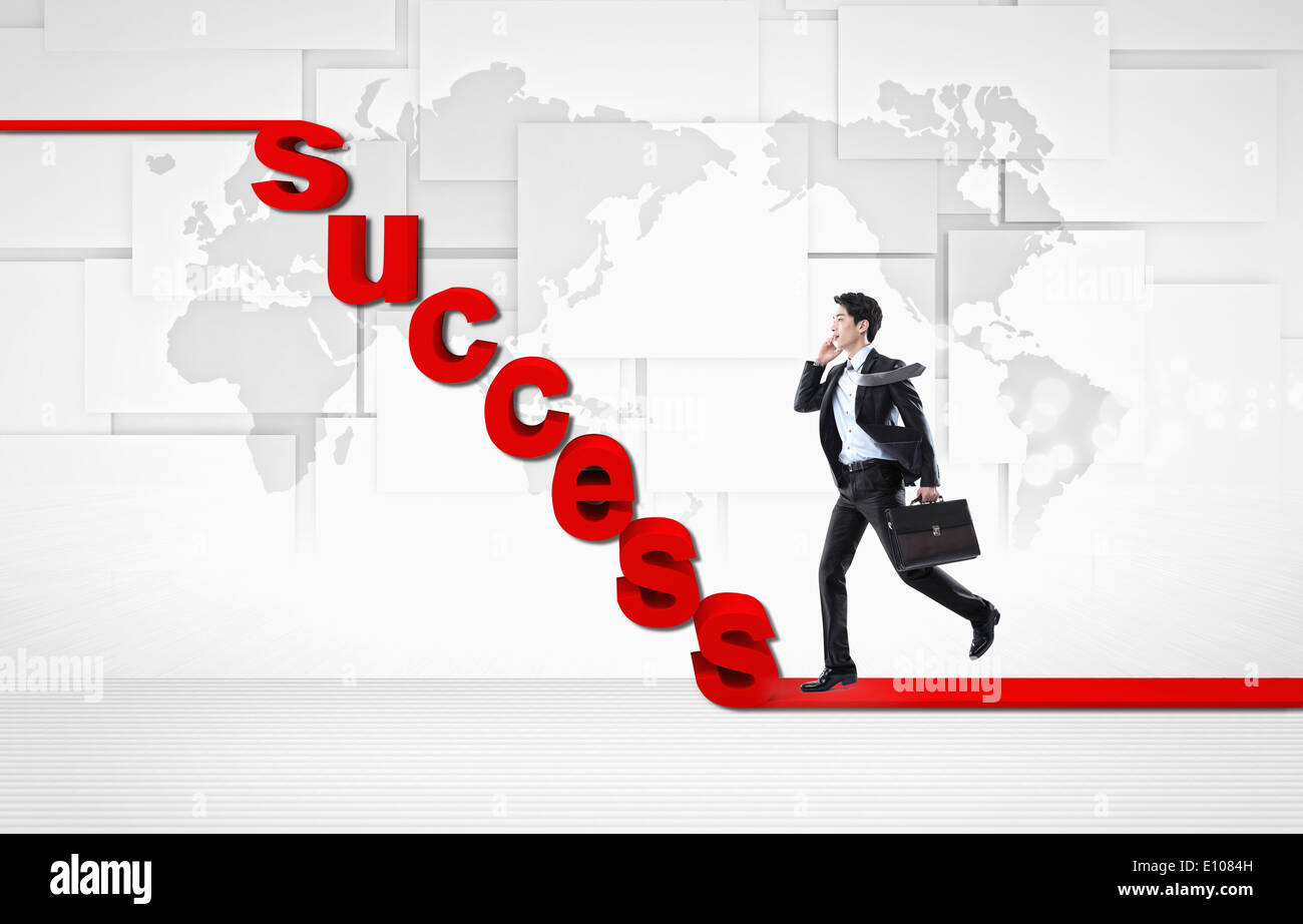 a business man running on the path of success Stock Photo - Alamy