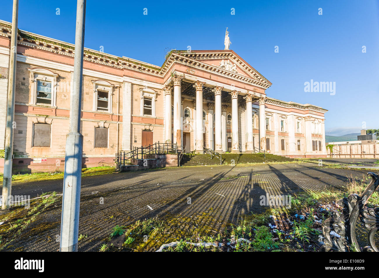 The facade of the now derelict Crumlin Road Courthouse Belfast Stock ...