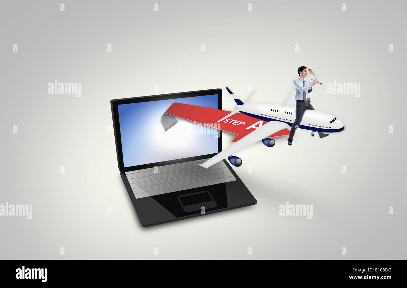 a business man riding an airplane Stock Photo - Alamy