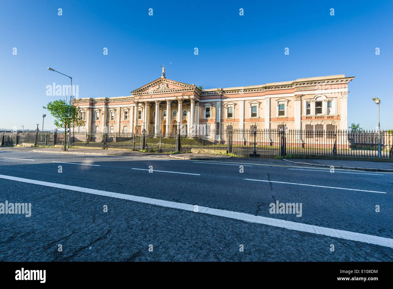 The facade of the now derelict Crumlin Road Courthouse Belfast Stock ...