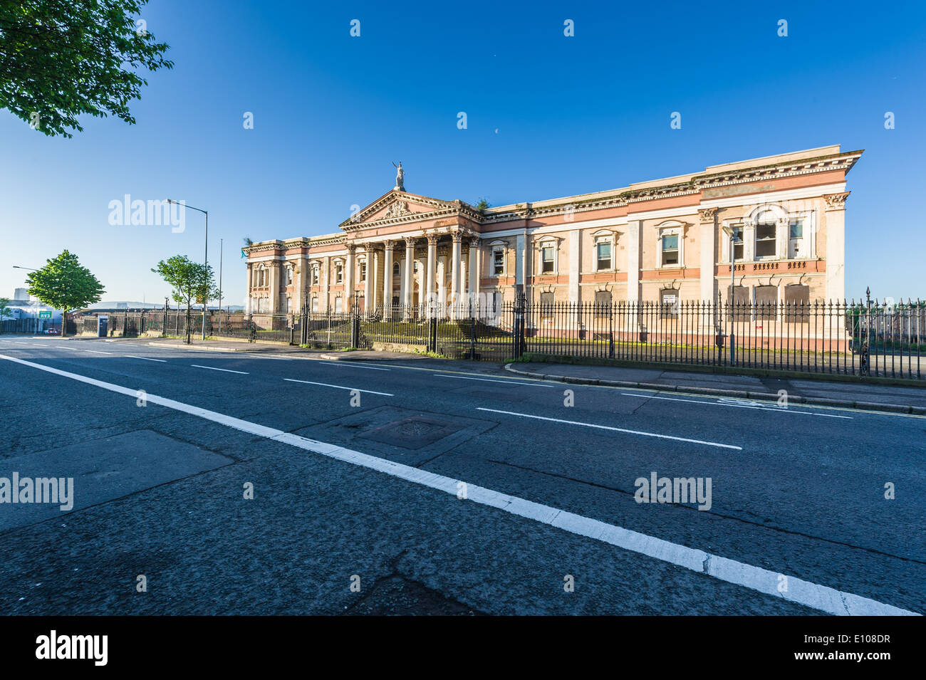 The facade of the now derelict Crumlin Road Courthouse Belfast Stock ...