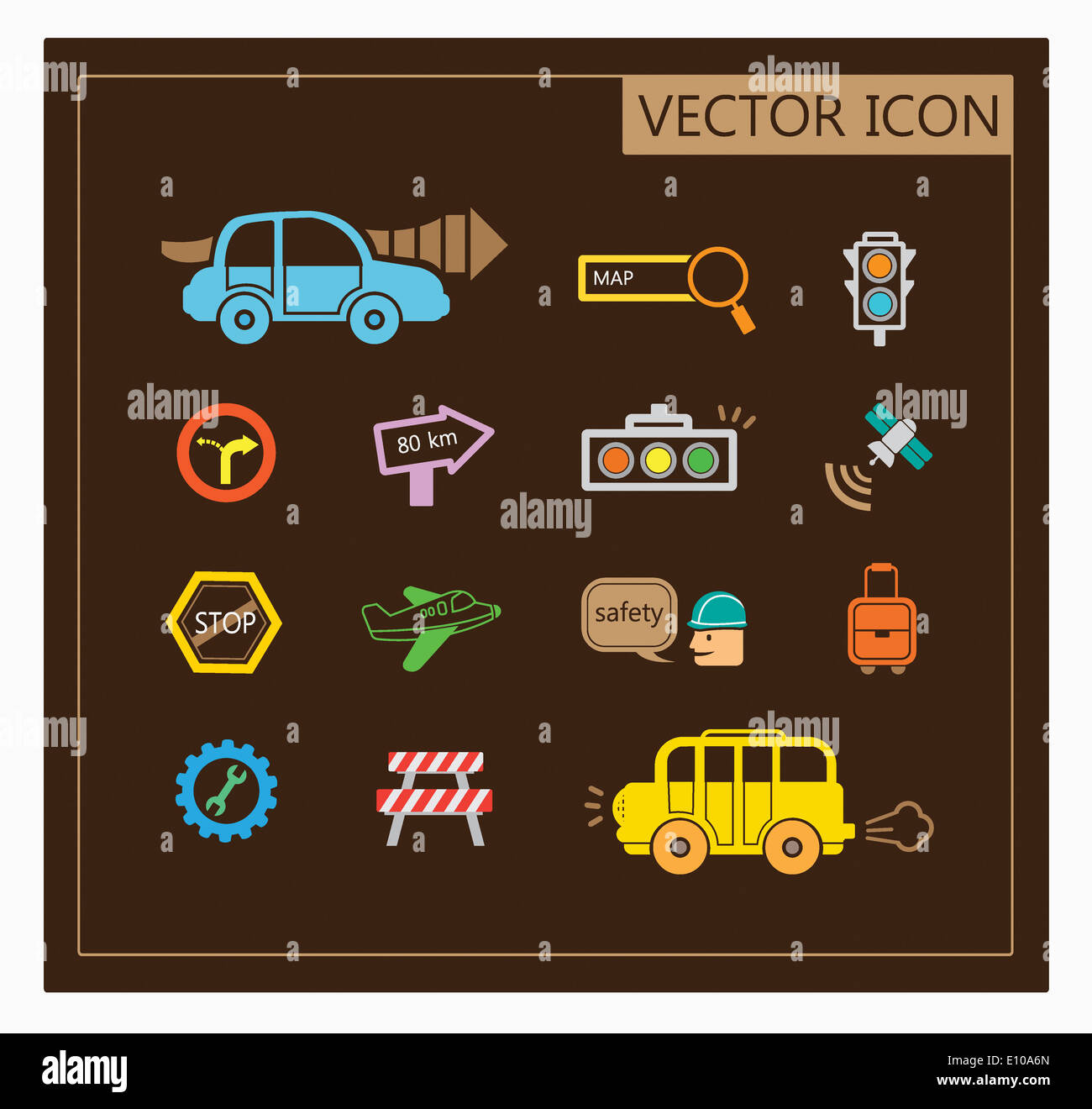 a set of vector icons related to traffic Stock Photo - Alamy