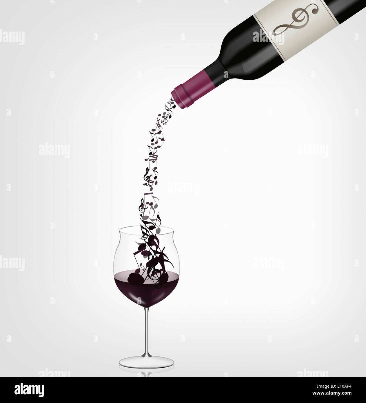 musical notes coming out from a bottle of wine Stock Photo - Alamy