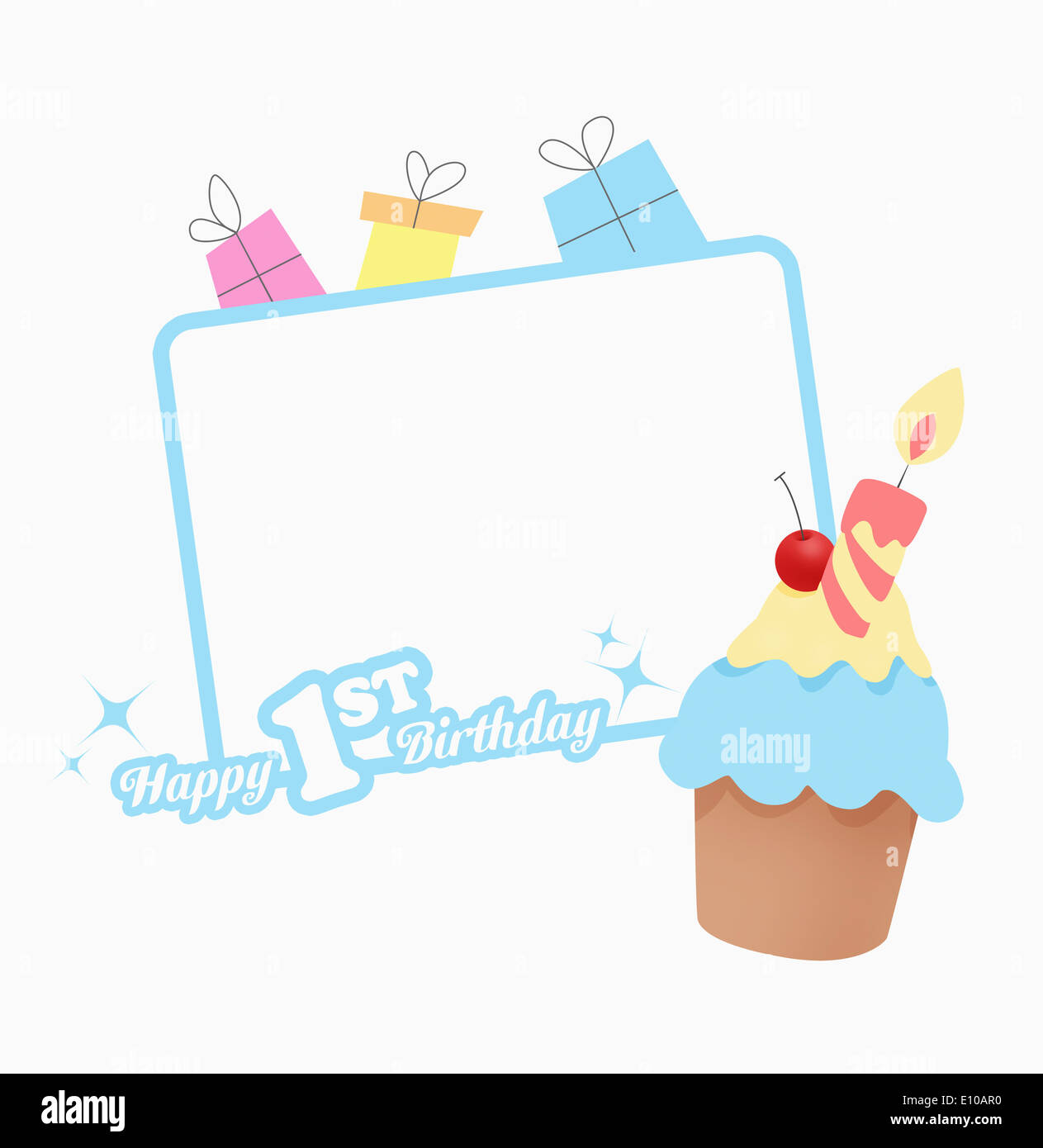 a card template wishing happy first birthday Stock Photo - Alamy