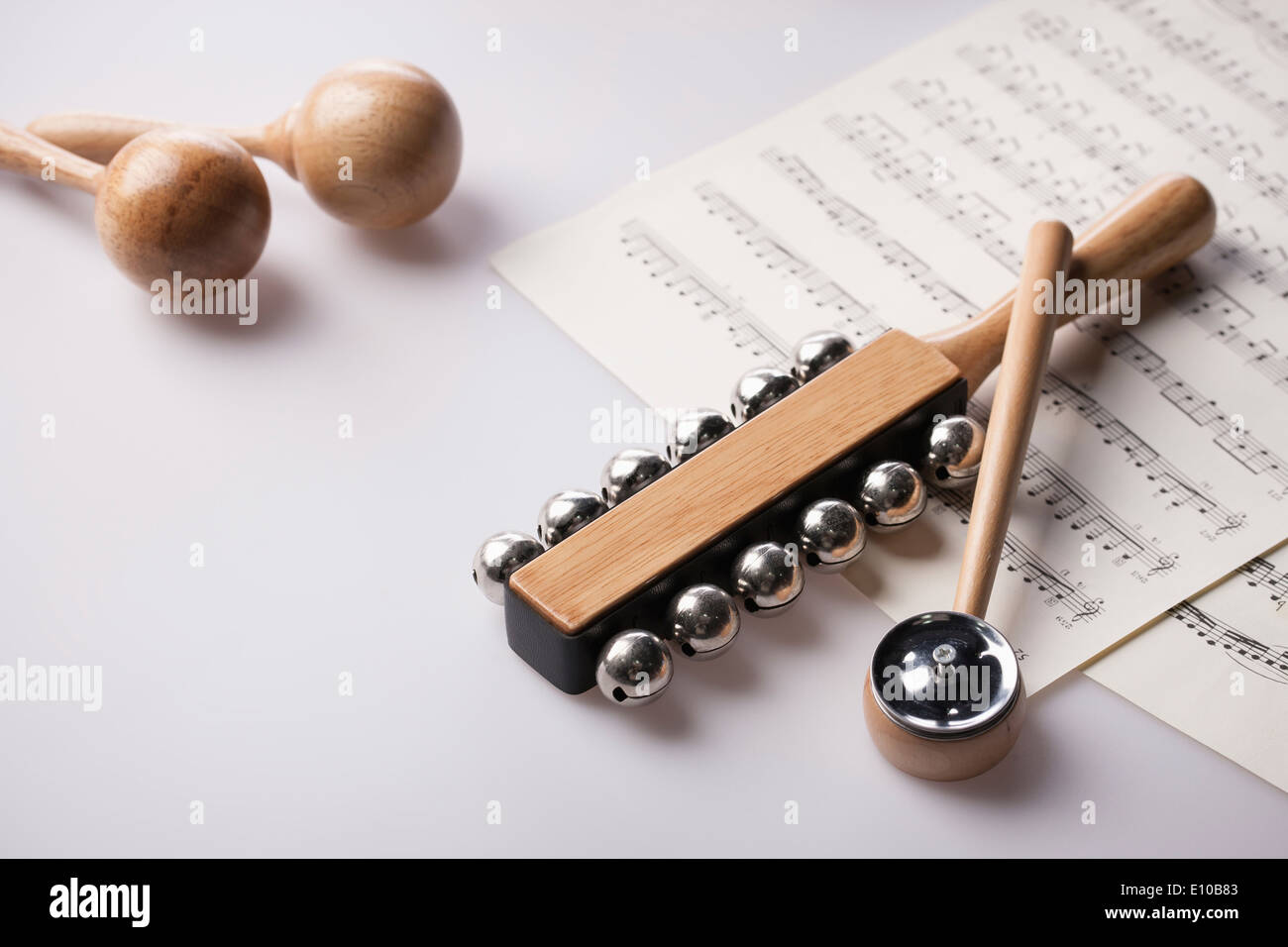 a set of musical instruments on a note book Stock Photo - Alamy