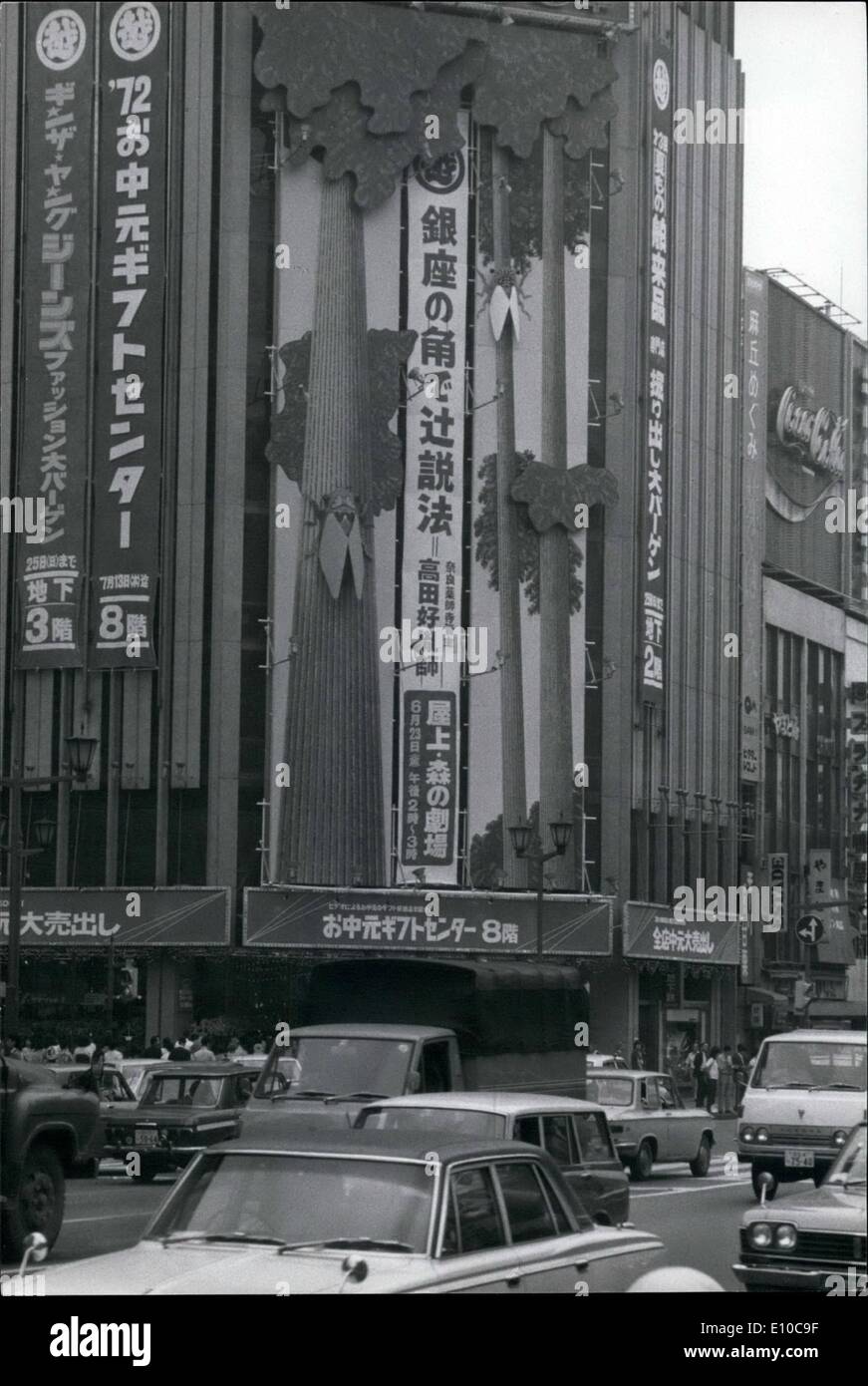 Jun. 06, 1972 - Giant Cicada in Ginza; The 3 meter long cicada has ...