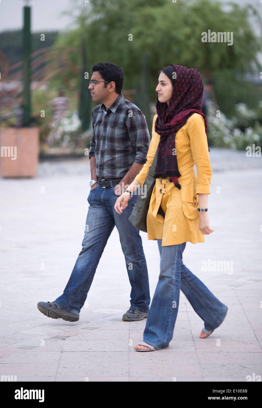 May 20, 2014 - Tehran, Iran - An Iranian couple walk in the Water and ...