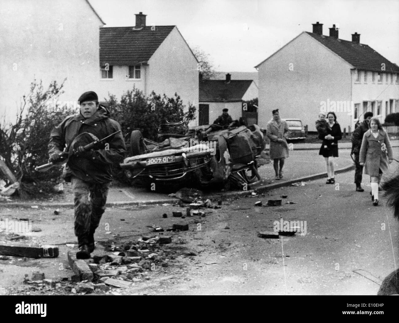 May 16, 1972; Belfast, Ireland; A soilder on patrol in the Catholic ...