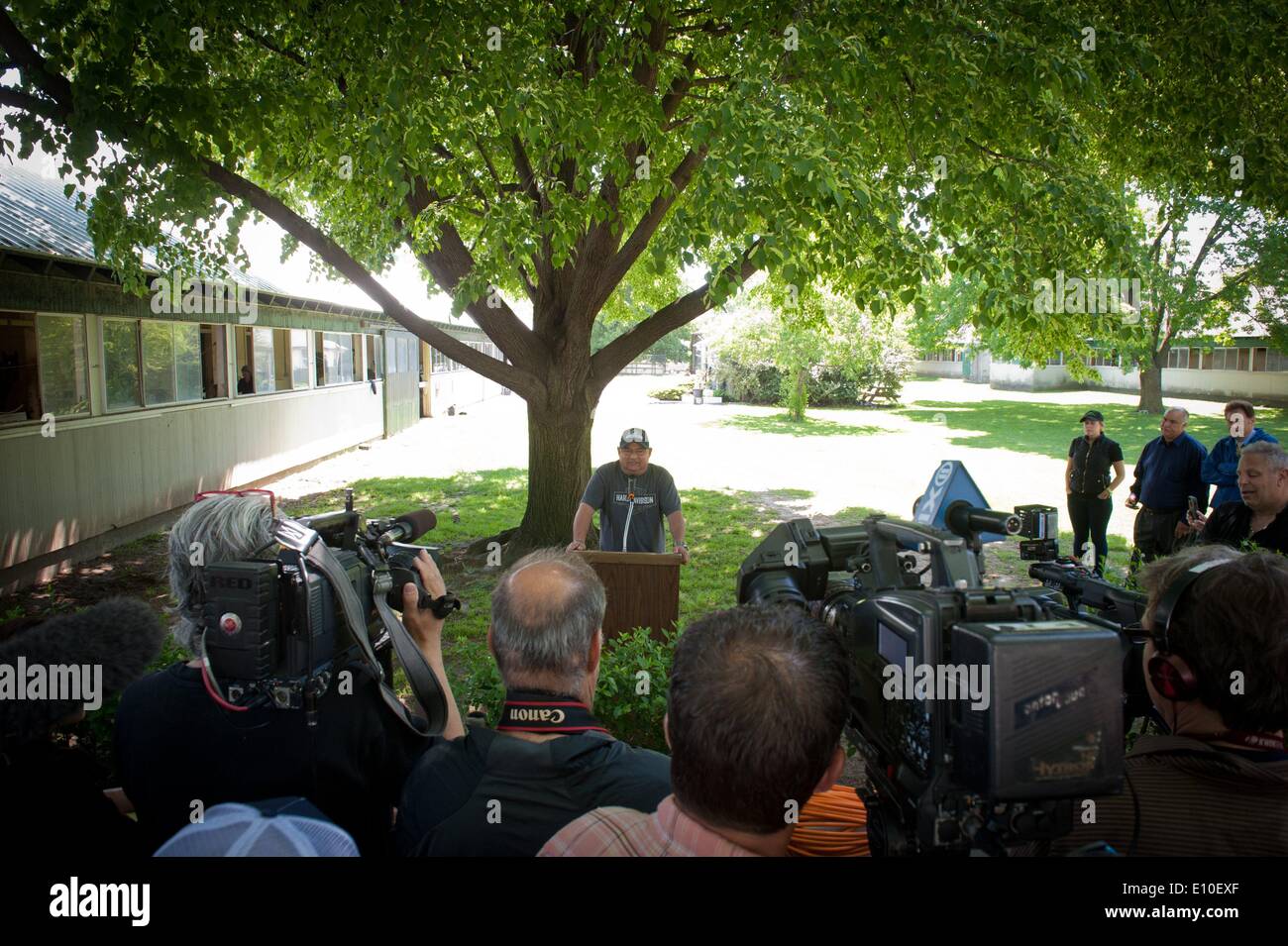 Belmont Park, New York, USA. 20th May, 2014. Assistant trainer ALAN ...