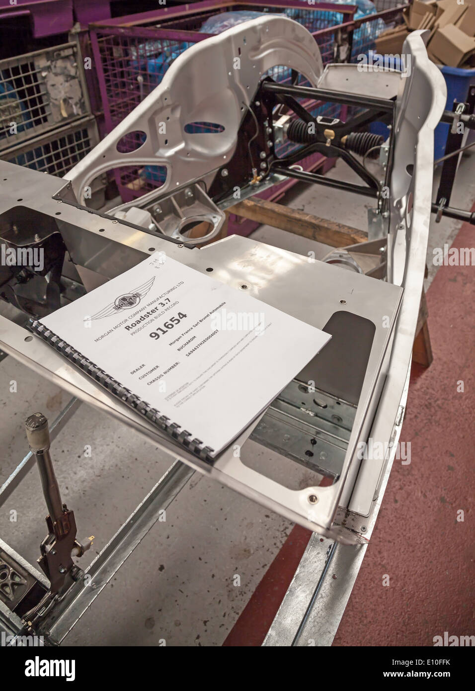 A aluminum chassis of a car at the Morgan Motors Car factory Stock ...