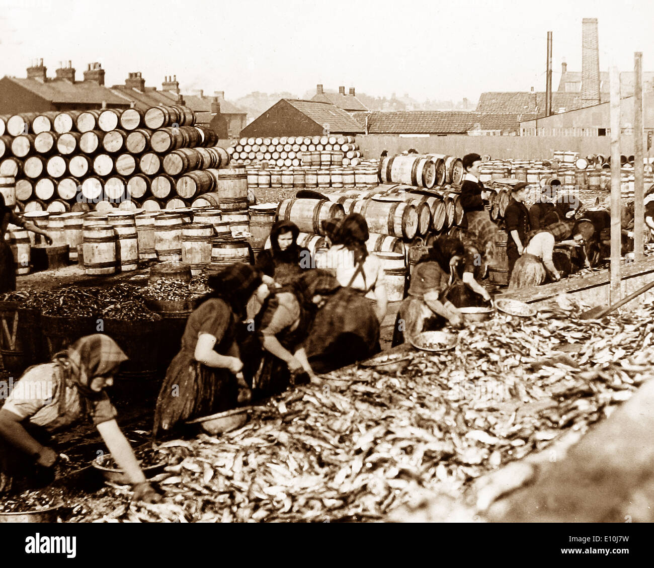 Great Yarmouth fish girls early 1900s Stock Photo - Alamy