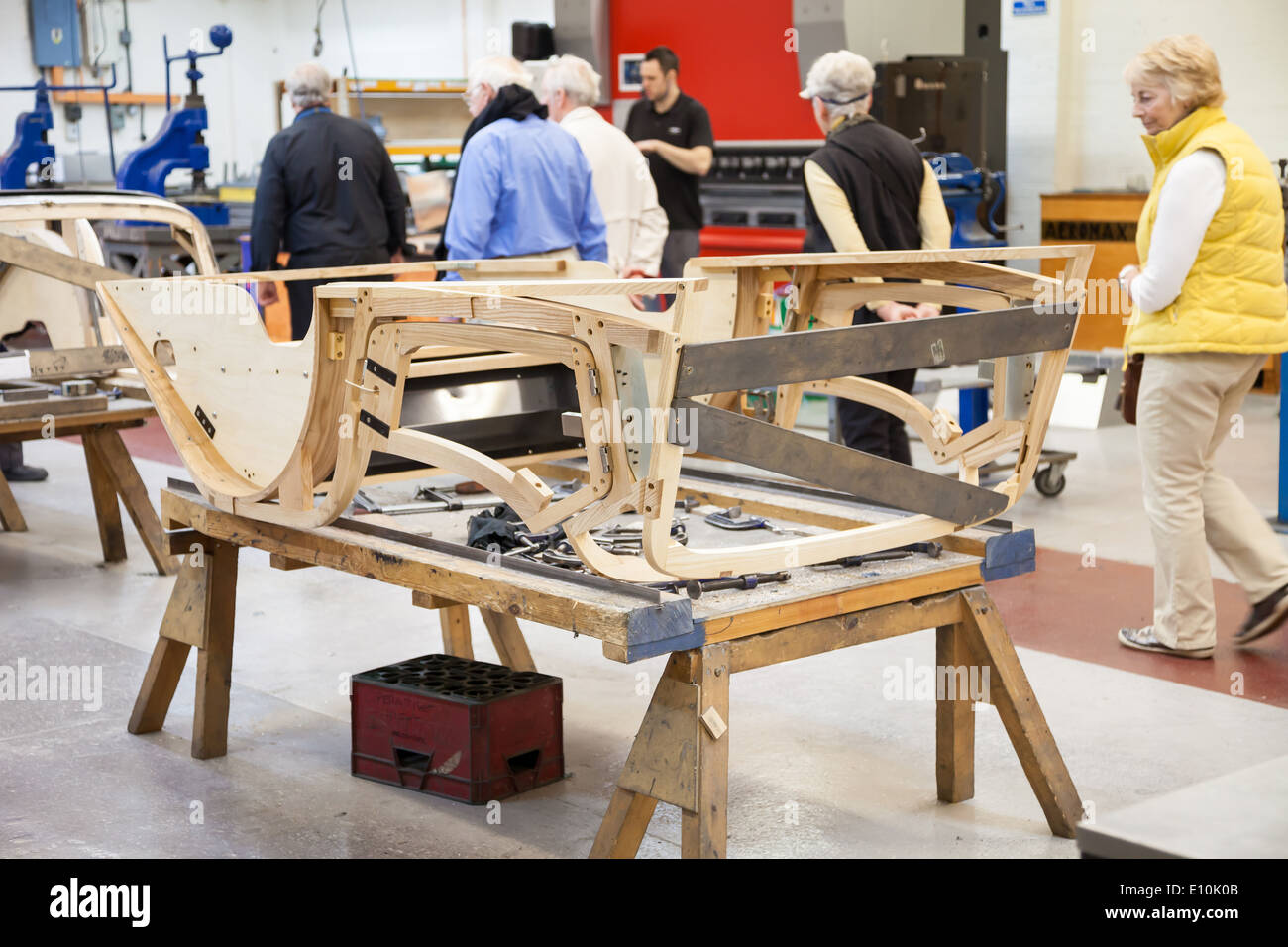 The wooden ash frame of a car being made at the Morgan Motors Car ...