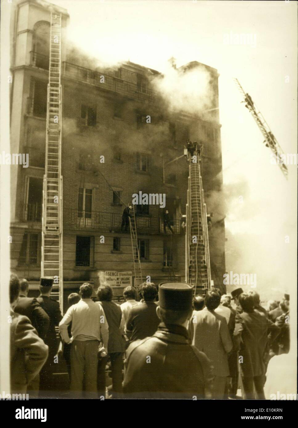 May 16, 1973 - Crowd Watches Paris Firefighters Exercise Stock Photo ...