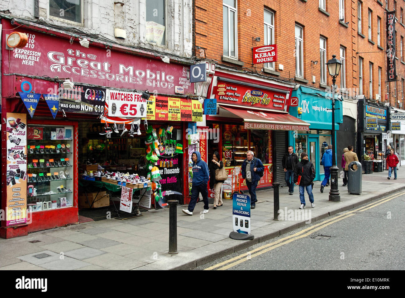Small shops in Talbot street, selling a variety of goods, Dublin ...