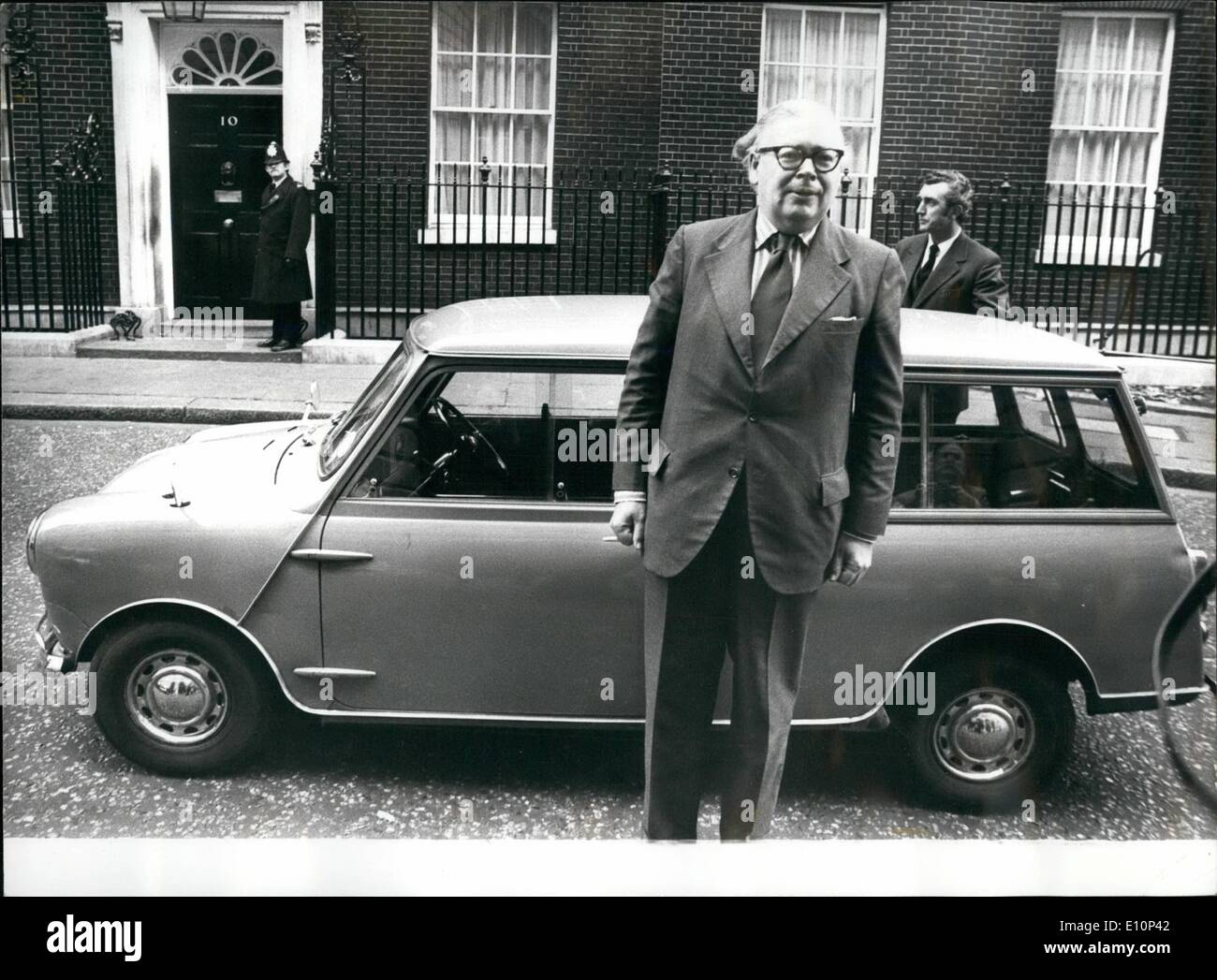 Nov. 11, 1973 - Geoffrey Rippon tries out experimental electric mini ...