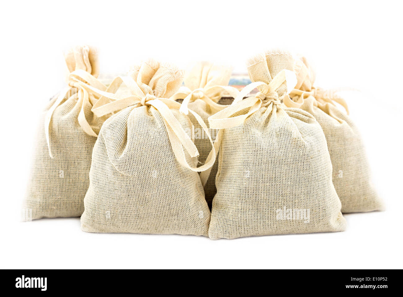 Textile sachet pouches on white background Stock Photo - Alamy